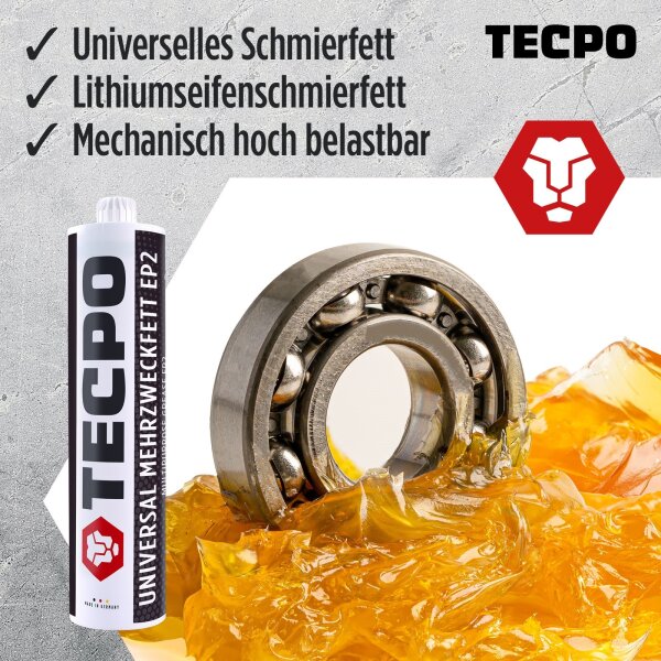24x TECPO Universal Mehrzweckfett EP2, 500g + Zweihand-Kartuschen Fet ...