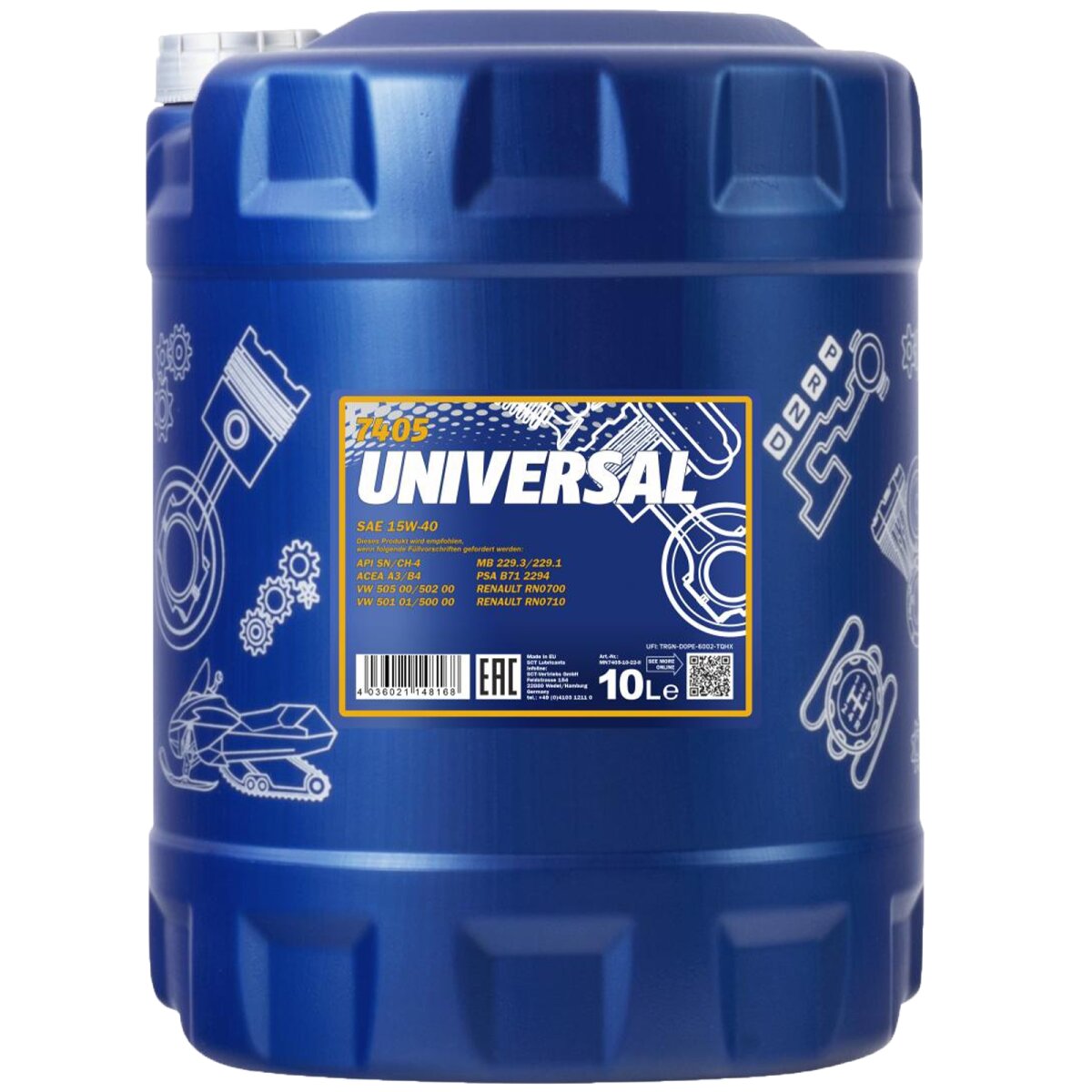 MANNOL Universal 15W-40 API SN/CH-4 Motoröl, 10 Liter, 38,99