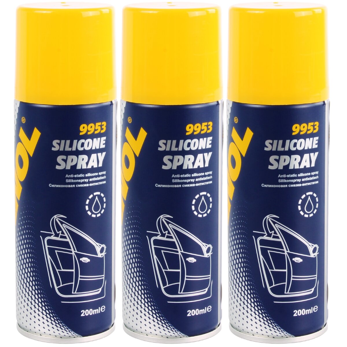 MANNOL Silikonspray Kunststoffpflege, 3x 200 mL, 9,90