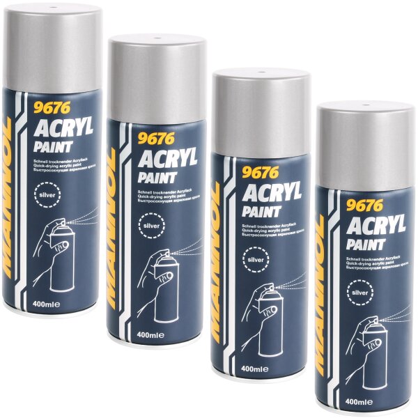 4x MANNOL Acryl Paint Silver, 400 mL, 14,90