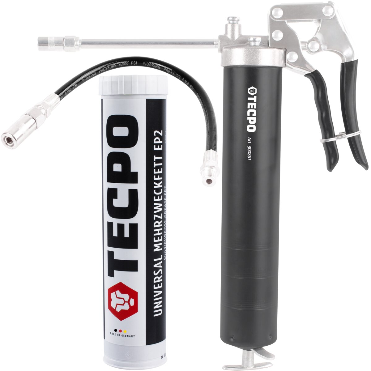 TECPO Einhand-Fettpresse + Universal Mehrzweckfett EP2, 400g, 22,99