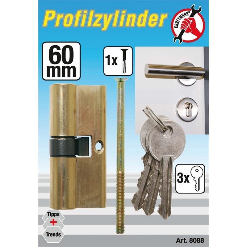 BGS DIY Profilzylinder, Messing, 60 mm lang, 7,90