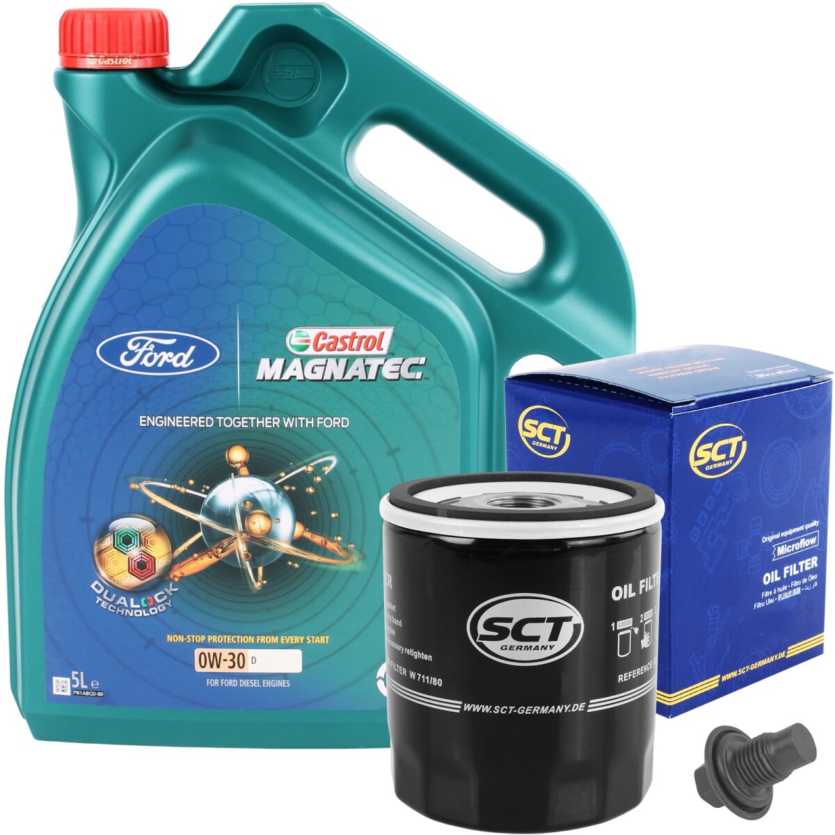 SCT GERMANY Ölfilter + Castrol Magnatec Professional D 0W-30, 5L, 48,90