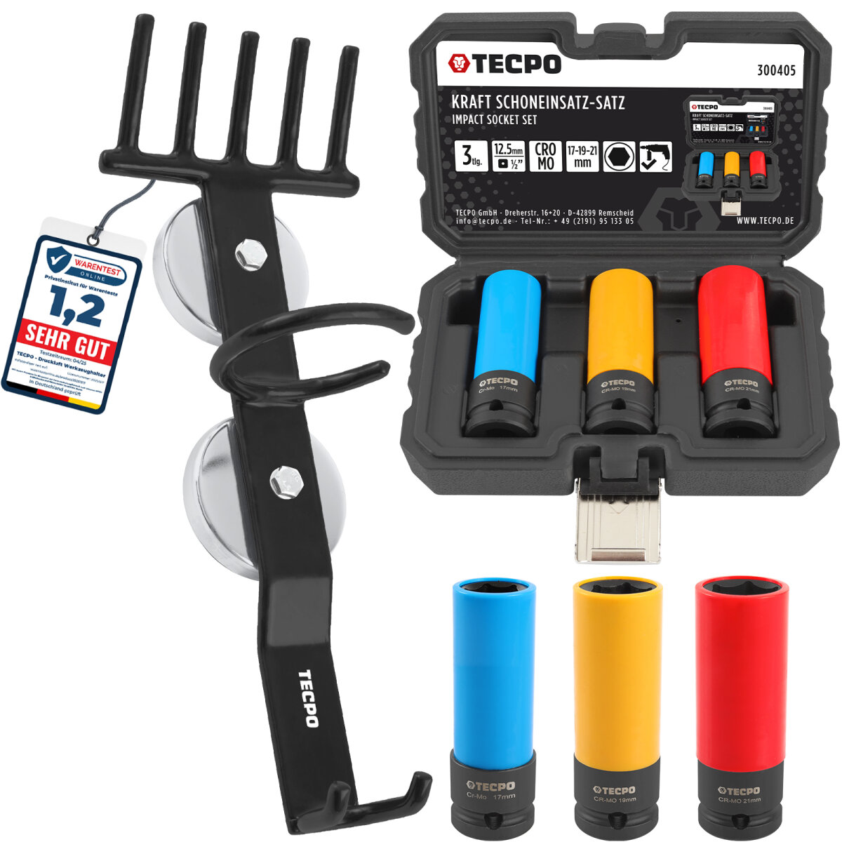 TECPO Druckluft Magnethalter für Hebebühne + Schoneinsätze 17-19-21 m ...