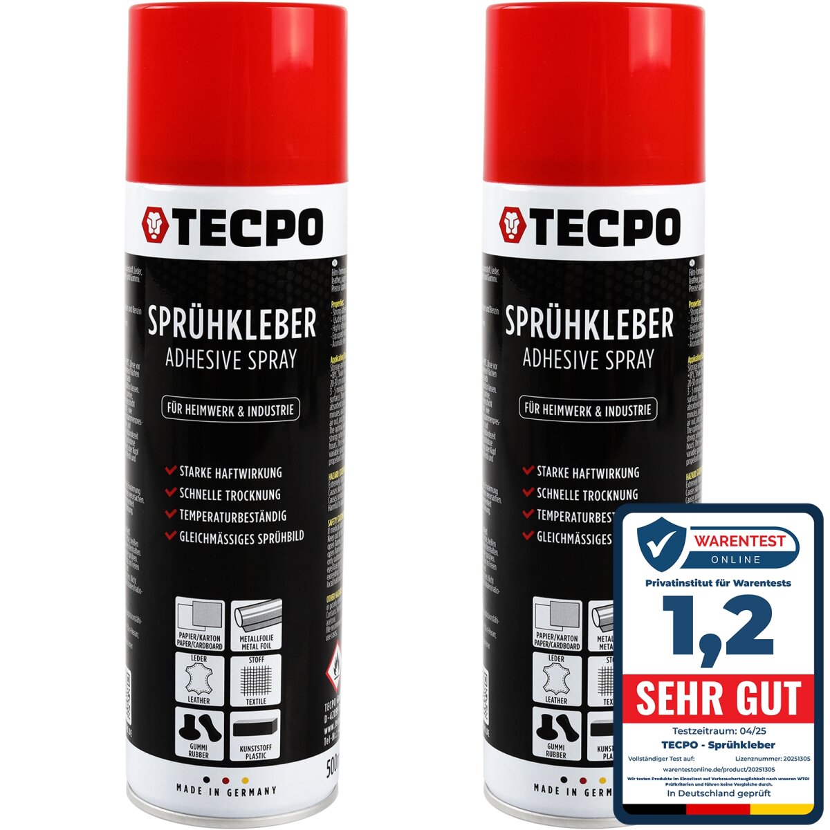 2x TECPO Sprühkleber Hochtemperatur Industriekleber, 15,99