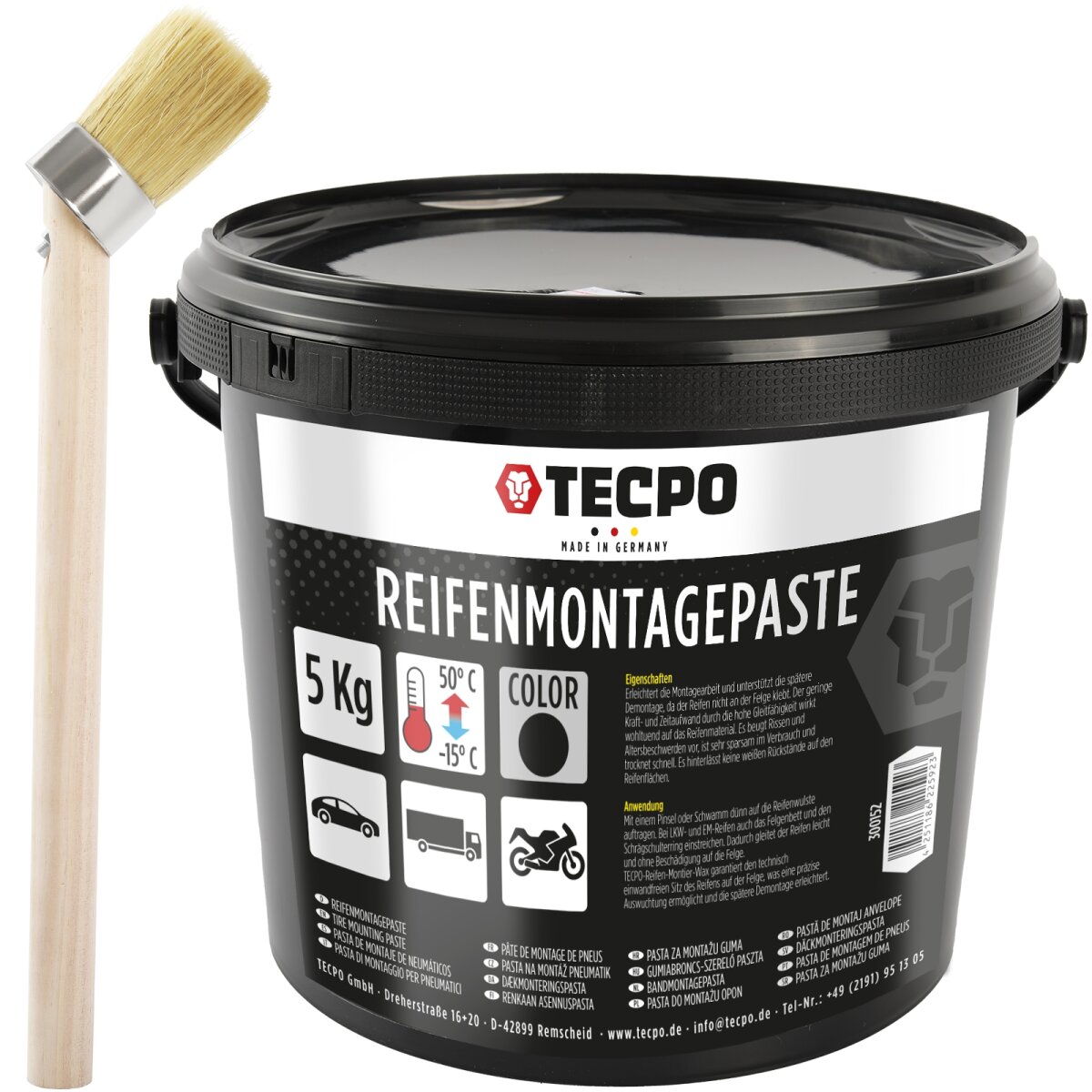 TECPO Reifenmontagepaste schwarz 5 kg + Pinsel, 18,99