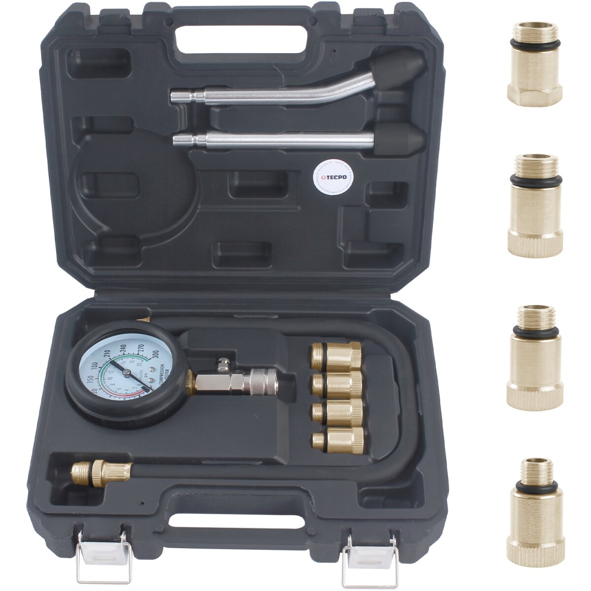 TECPO Kompressionstester Benzinmotoren 0–20 Bar Set (8-tlg.), 18,99